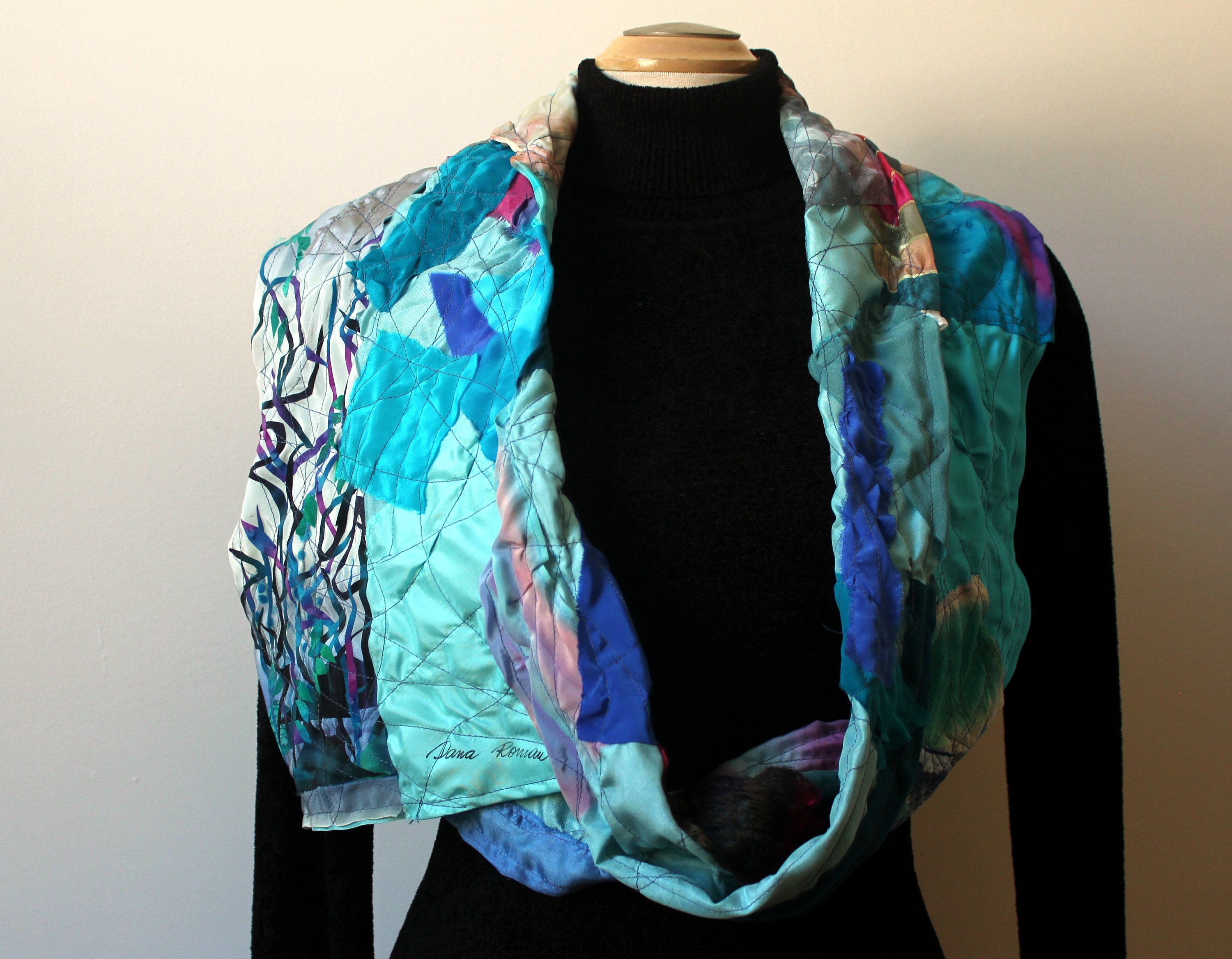 Eco repurposed fabrics silk scarf warm shawl silk shawl | Etsy