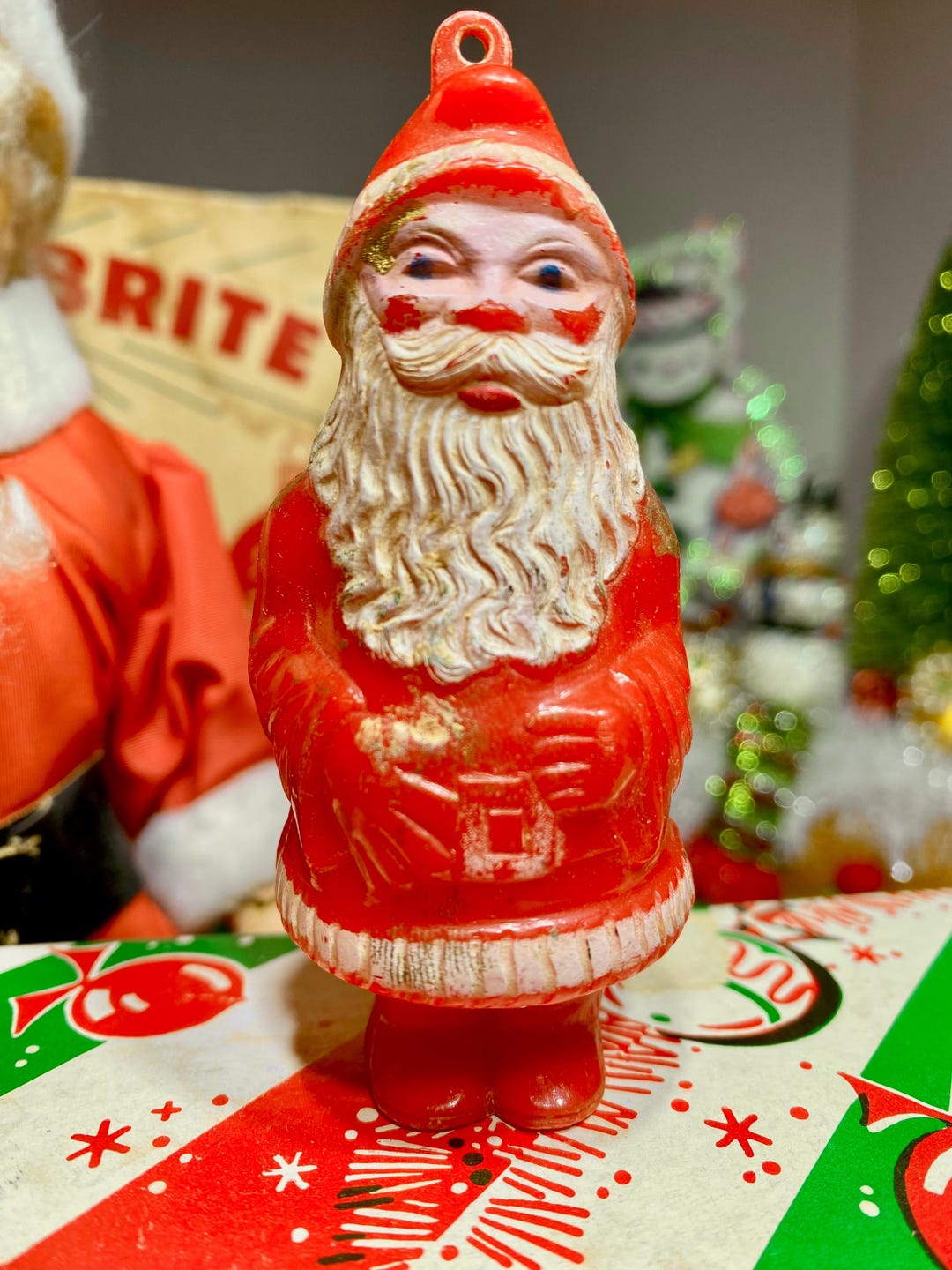 50s Plastic Santa-red Plastic Santa-small Plastic Santa-holiday Santa ...