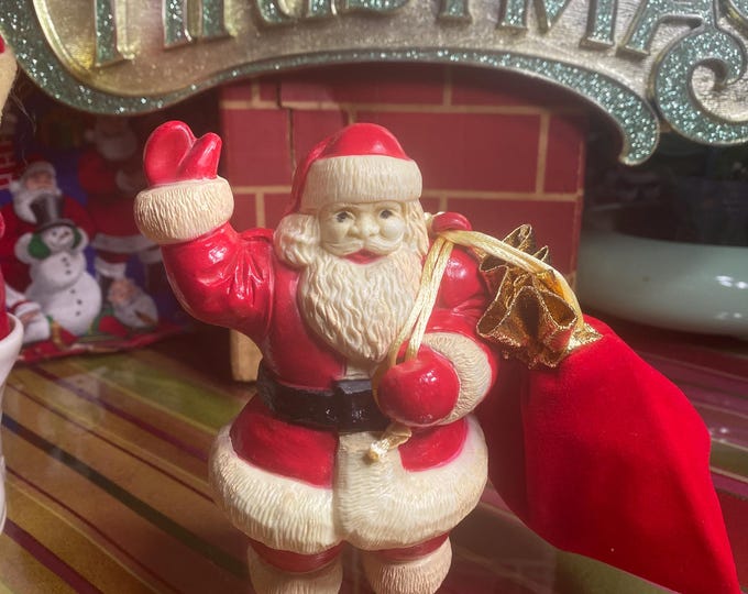 Vintage Plastic Blow Mold Santa-hard Plastic-50s Santa-santa With Pack ...