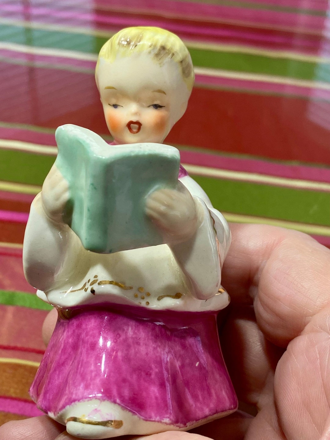 Rare Napco Choir Girl With Hymnal-darling Small Planter-gold Trimmed ...
