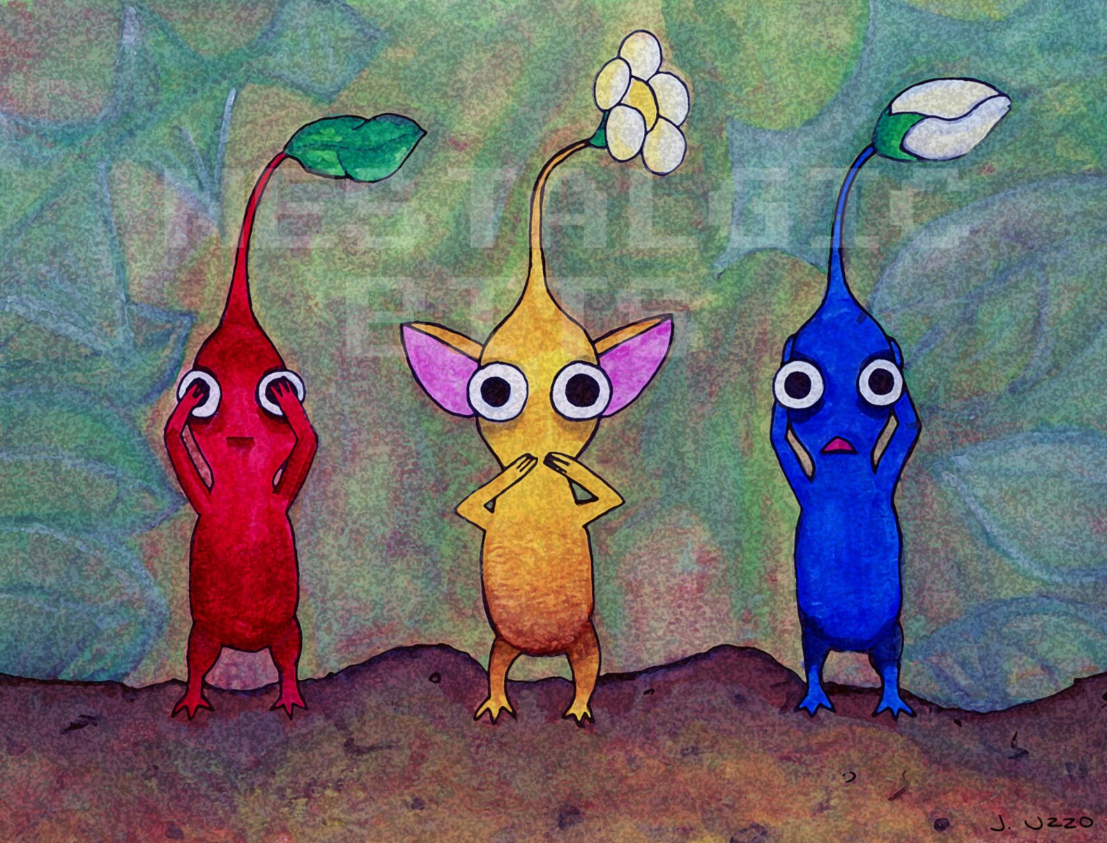Giclee Fine Art Print Pikmin: See No Evil, Speak No Evil, Hear No Evil ...