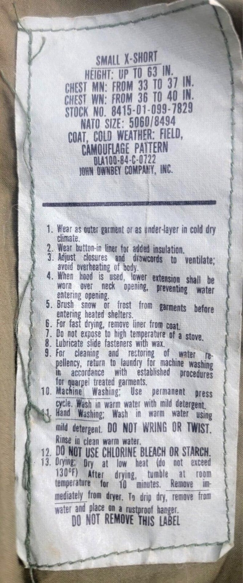 Vintage 1980s U.S. Army Cold Weather Field Jacket Camo Coat Small X ...