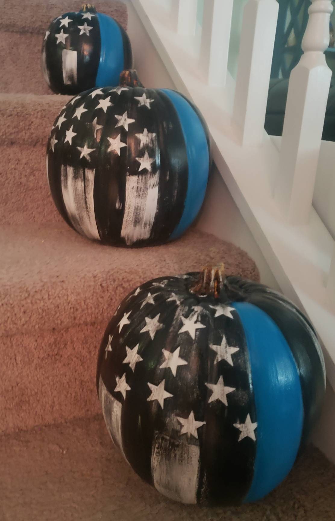 READY TO SHIP: Thin Blue Line Law Enforcement Police Pumpkin. | Etsy