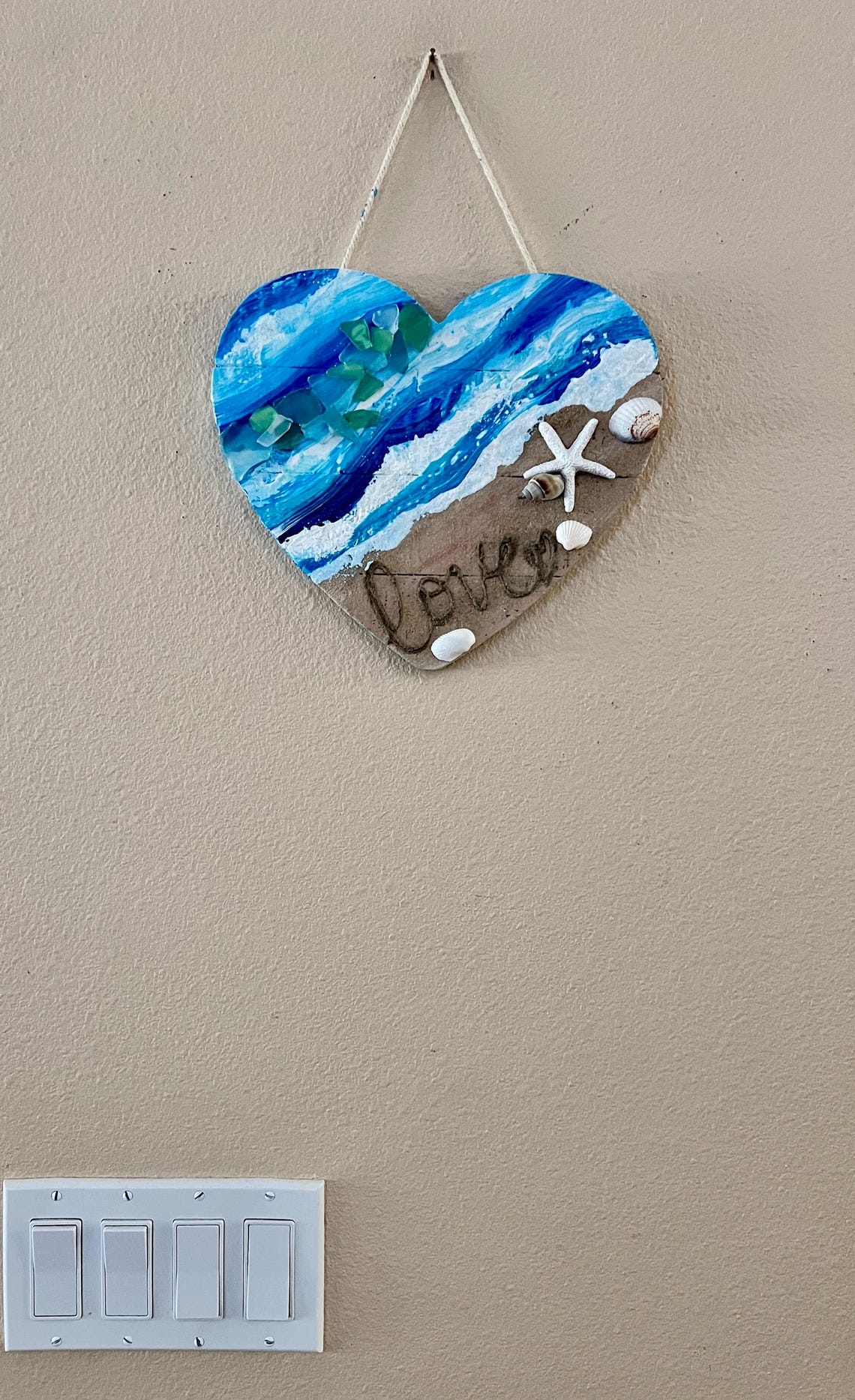 READY TO SHIP 10" Sea Shell Coastal Wall Heart Sign, Ready to Hang. Sea ...