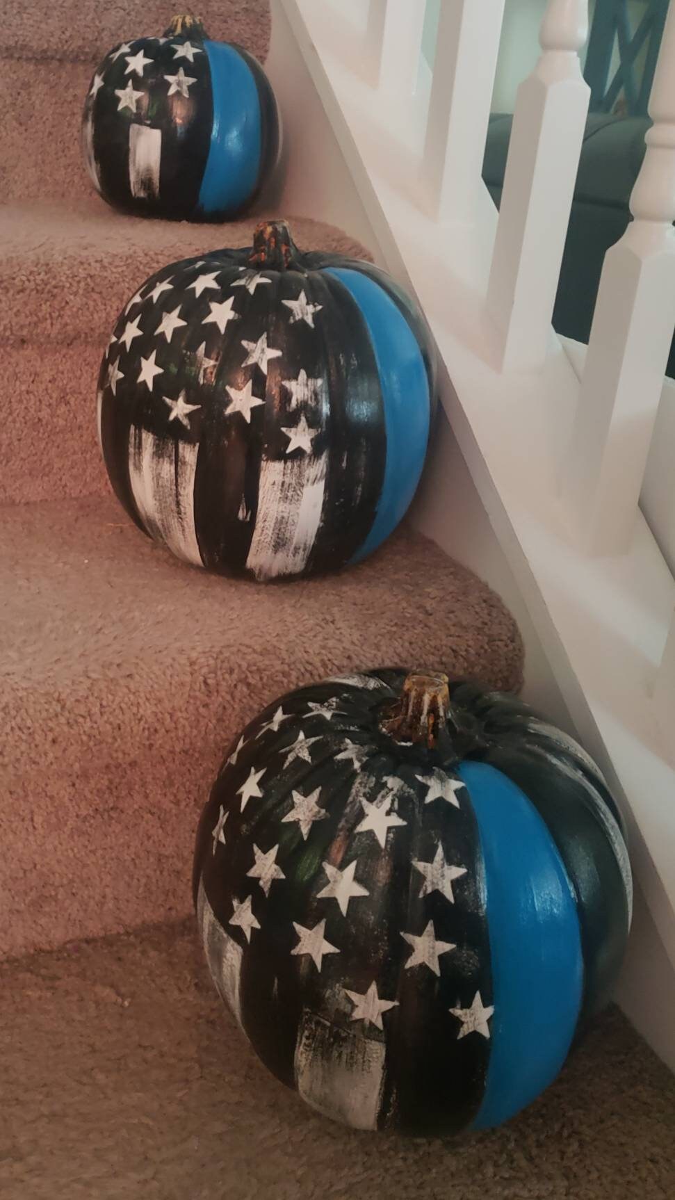 READY TO SHIP: Thin Blue Line Law Enforcement Police Pumpkin. | Etsy