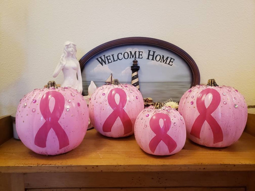 READY TO SHIP: Pink Ribbon Breast Cancer Awareness Pumpkin. >> Price is ...