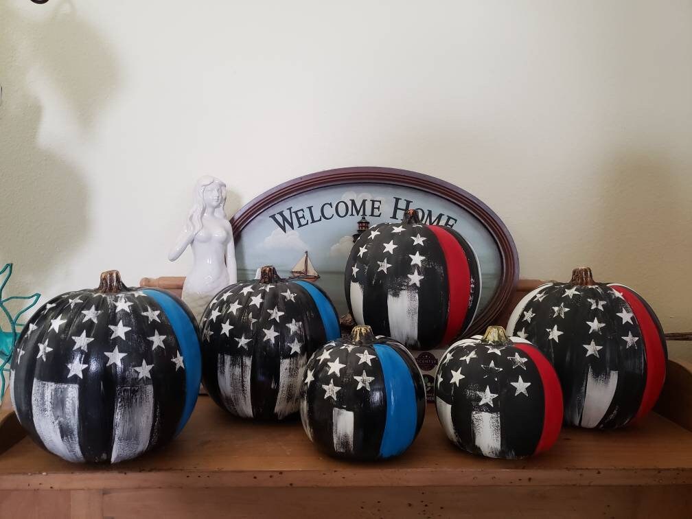 READY TO SHIP: Thin Blue Line Law Enforcement Police Pumpkin. >> Price ...