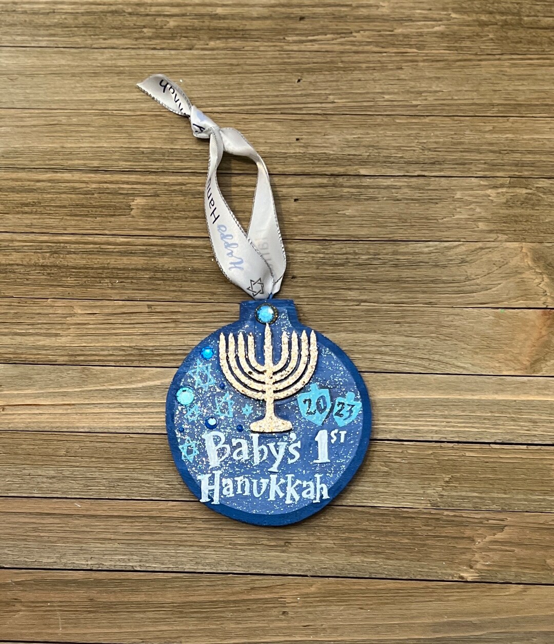 Personalized Baby's First Hanukkah Ornament: Hand-painted Wood, 5" - Etsy