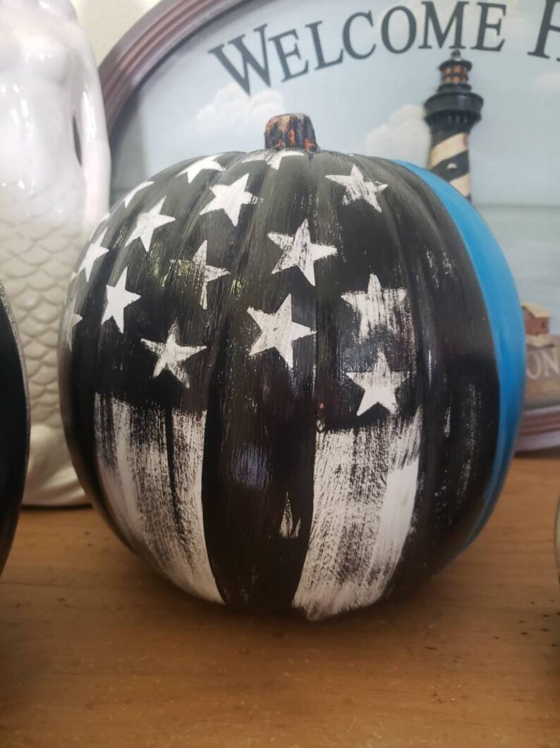 READY TO SHIP: Thin Blue Line Law Enforcement Police Pumpkin. - Etsy