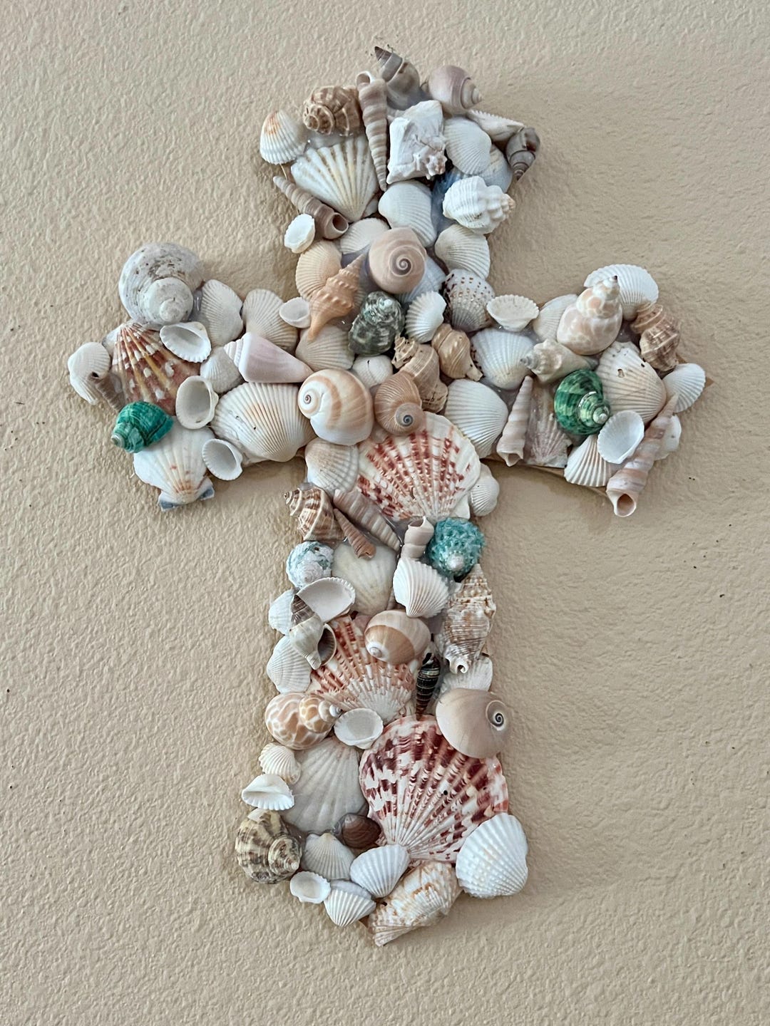 READY TO SHIP 15" Sea Shell Wall Cross, Ready to Hang. - Etsy