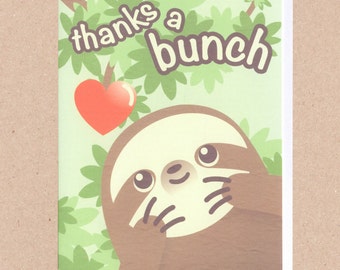 Sloth thank you card | Etsy