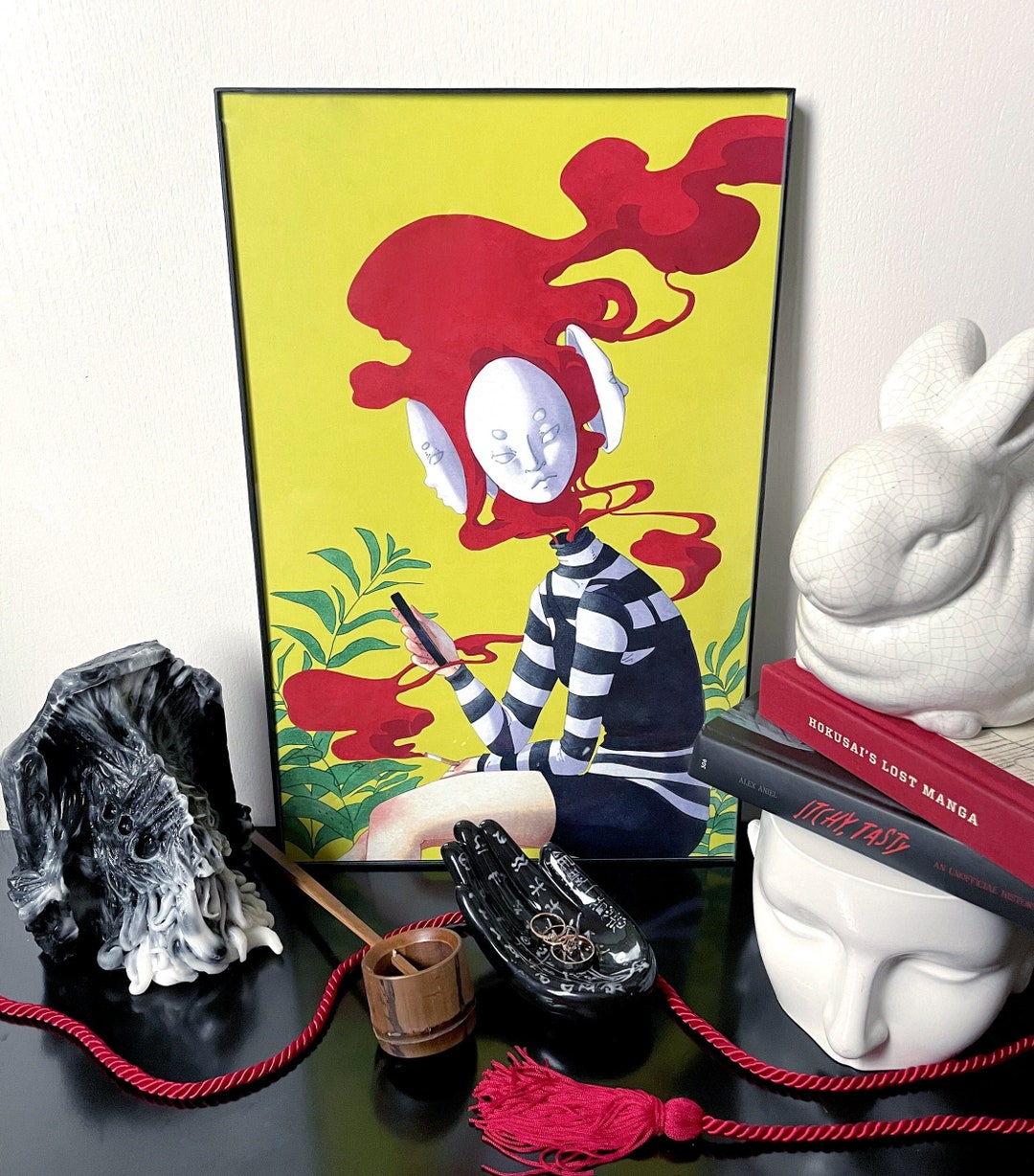 UPDATE - 11x17 Masks Red Smoke Ferns Lime Green Creepy Surreal Scary ...