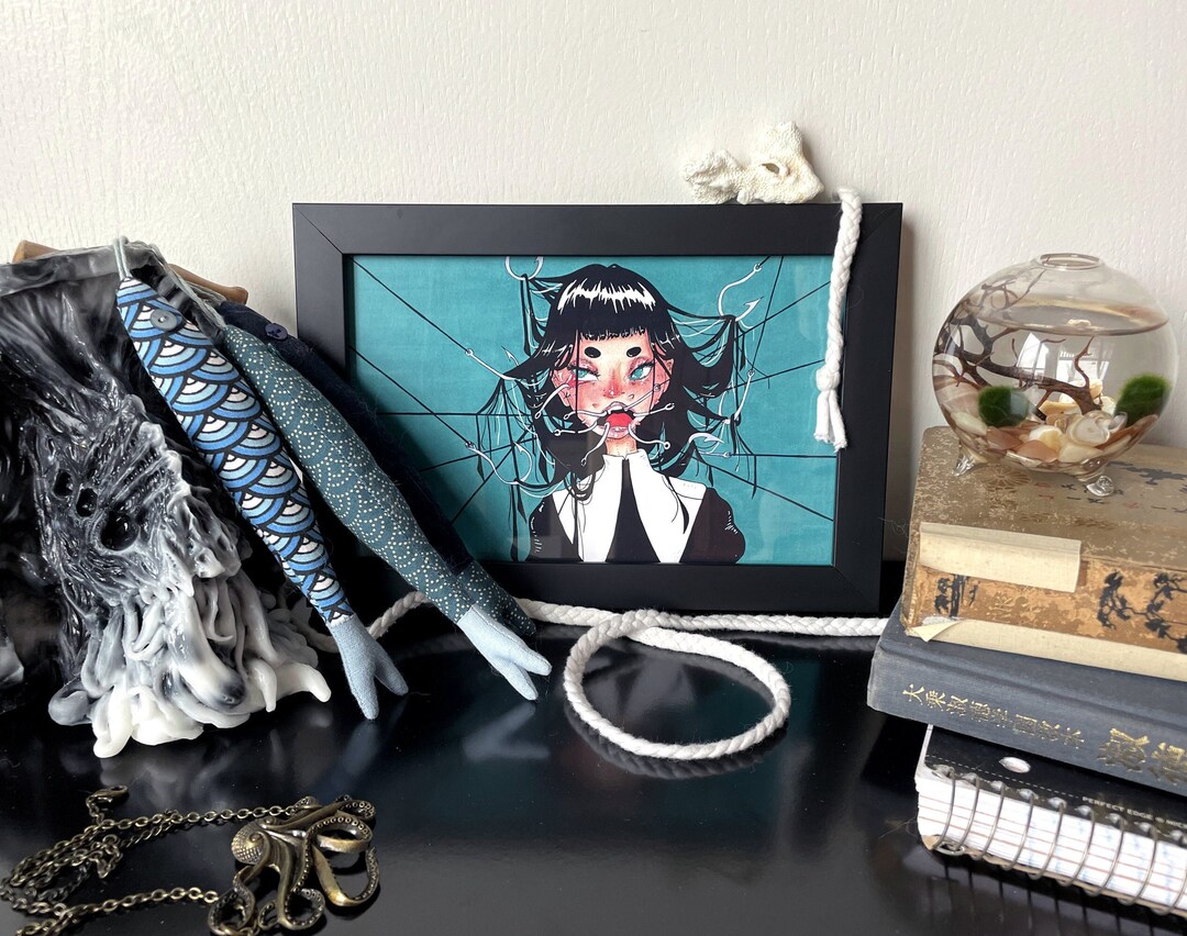 BAIT - 5.5x8.5 Art Print - Fish Hooks Body Horror Unique Original ...