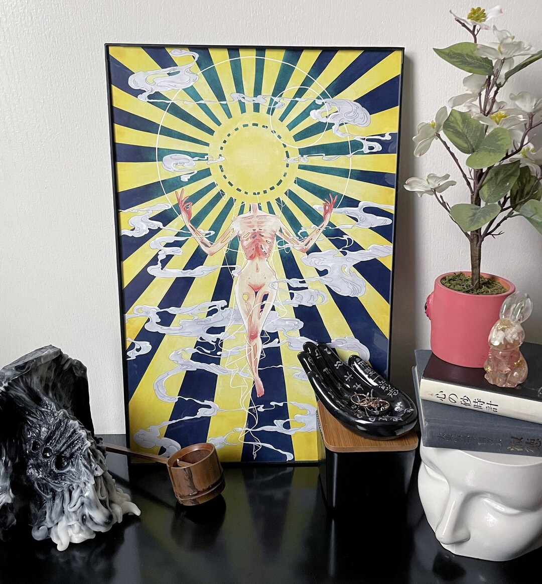 SUN QUEEN - 11x17 Celestial Solar Star Goddess Creepy Surreal Sol Egirl ...
