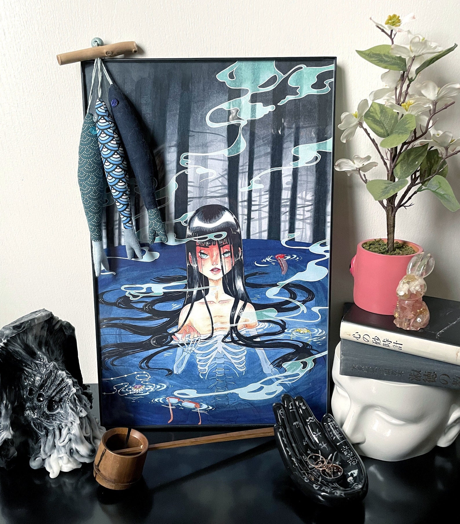 LAKE SPIRIT - 11x17 Haunting Ghost Yokai Yurei Skeleton Horror Water ...