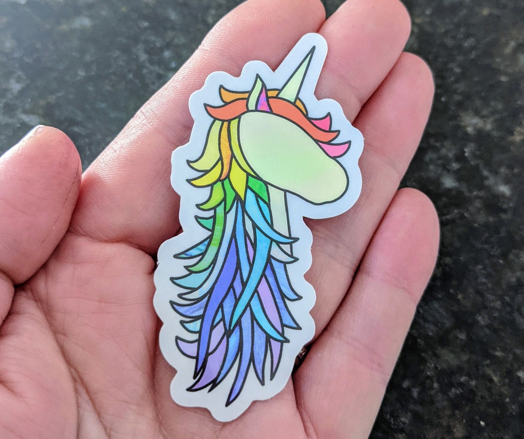 Rainbow Unicorn Holographic Sticker - Etsy