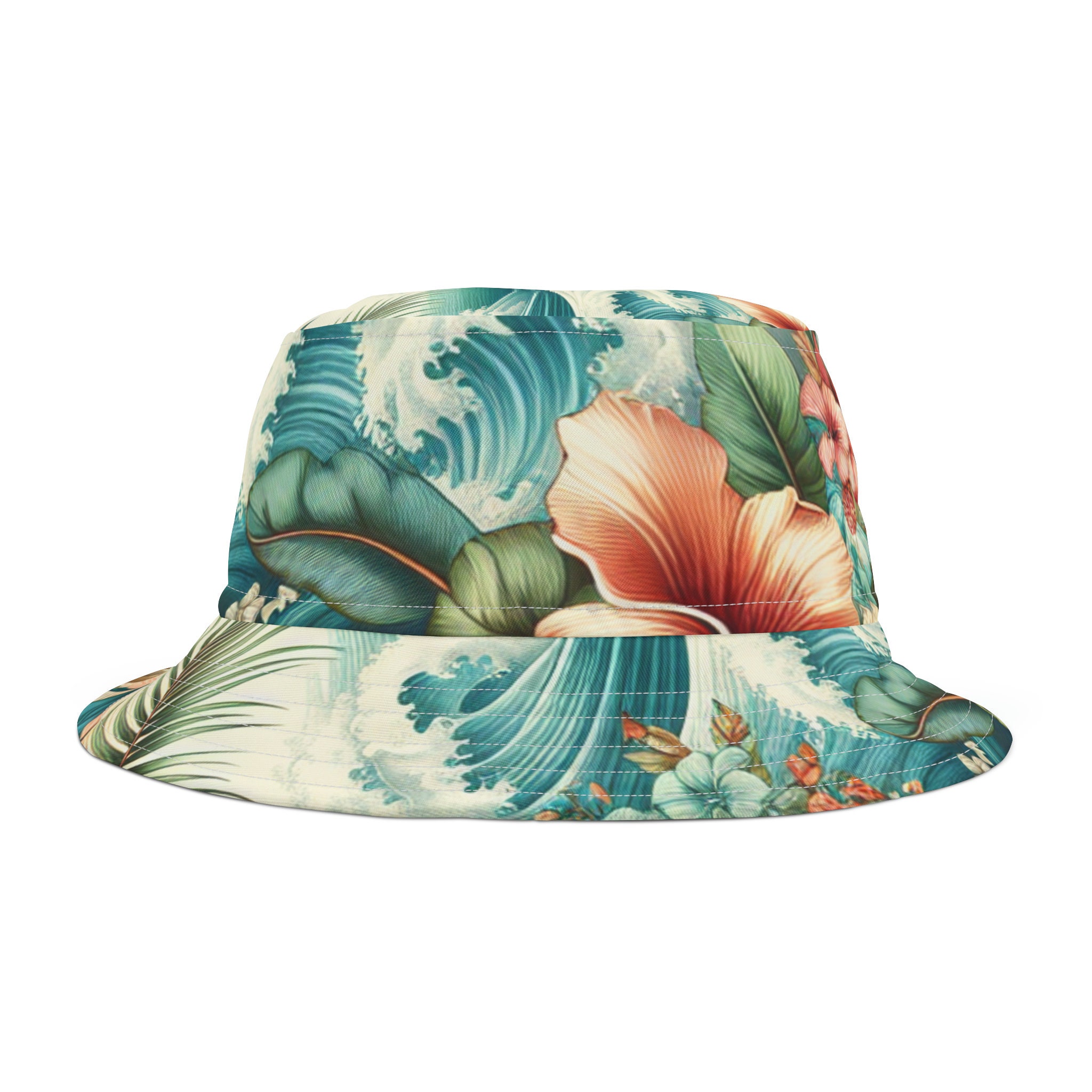 Mens Bucket Hat Beach Bucket Hat Hawaiian Style Beach Hat Summer Bucket ...