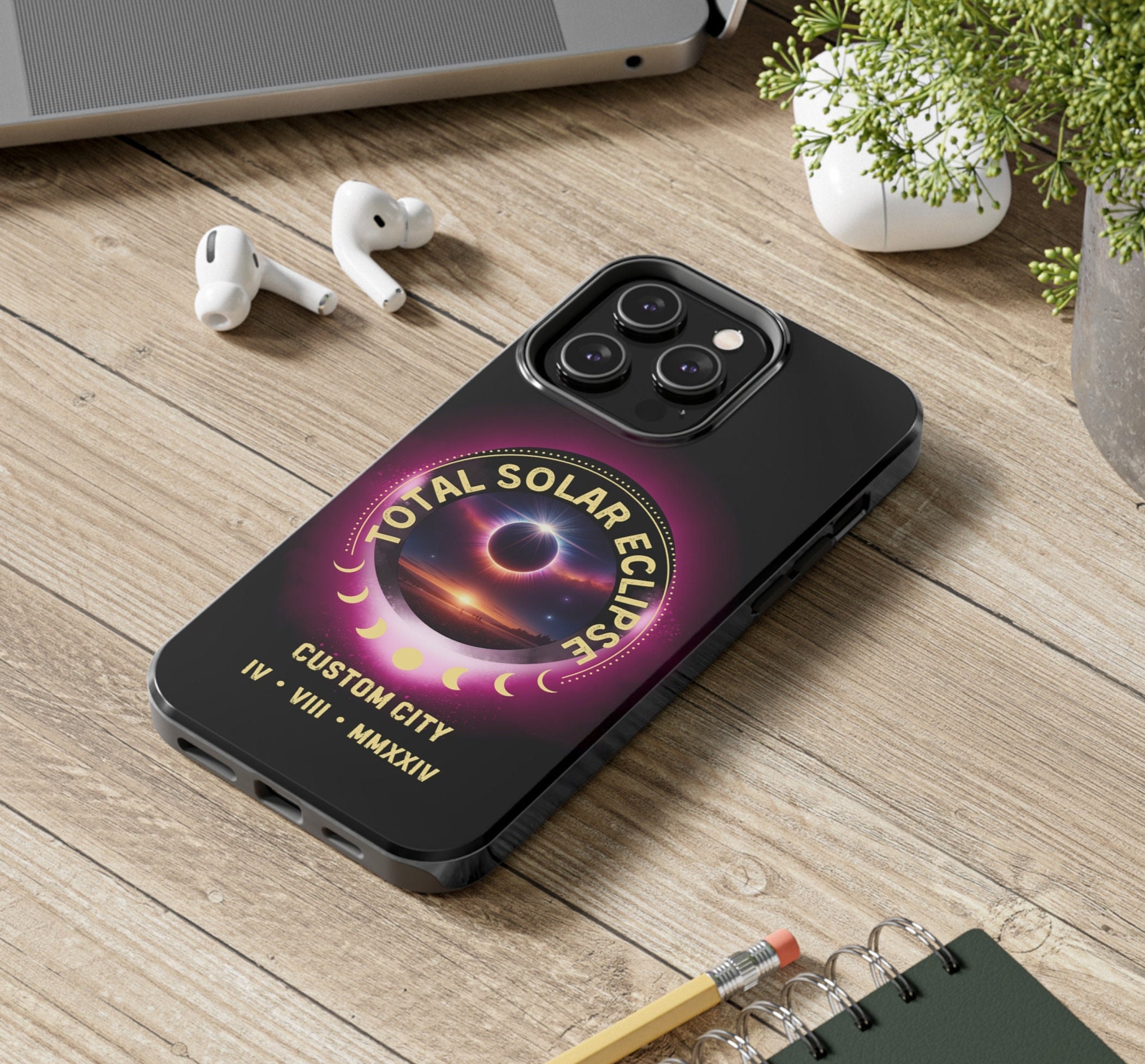 Solar Eclipse 2024 iPhone Case Custom State City Phone Cover Sun Moon ...