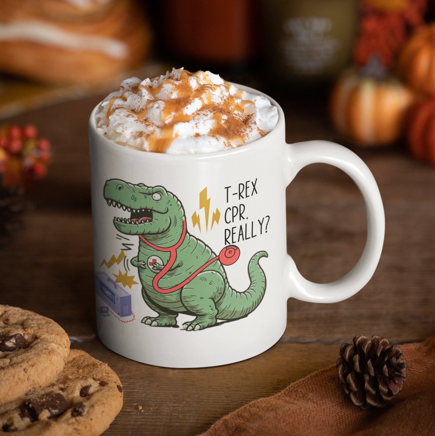 Funny ICU Mug Critical Care Nurse T-rex Dinosaur Coffee Mug CPR Er Ed ...