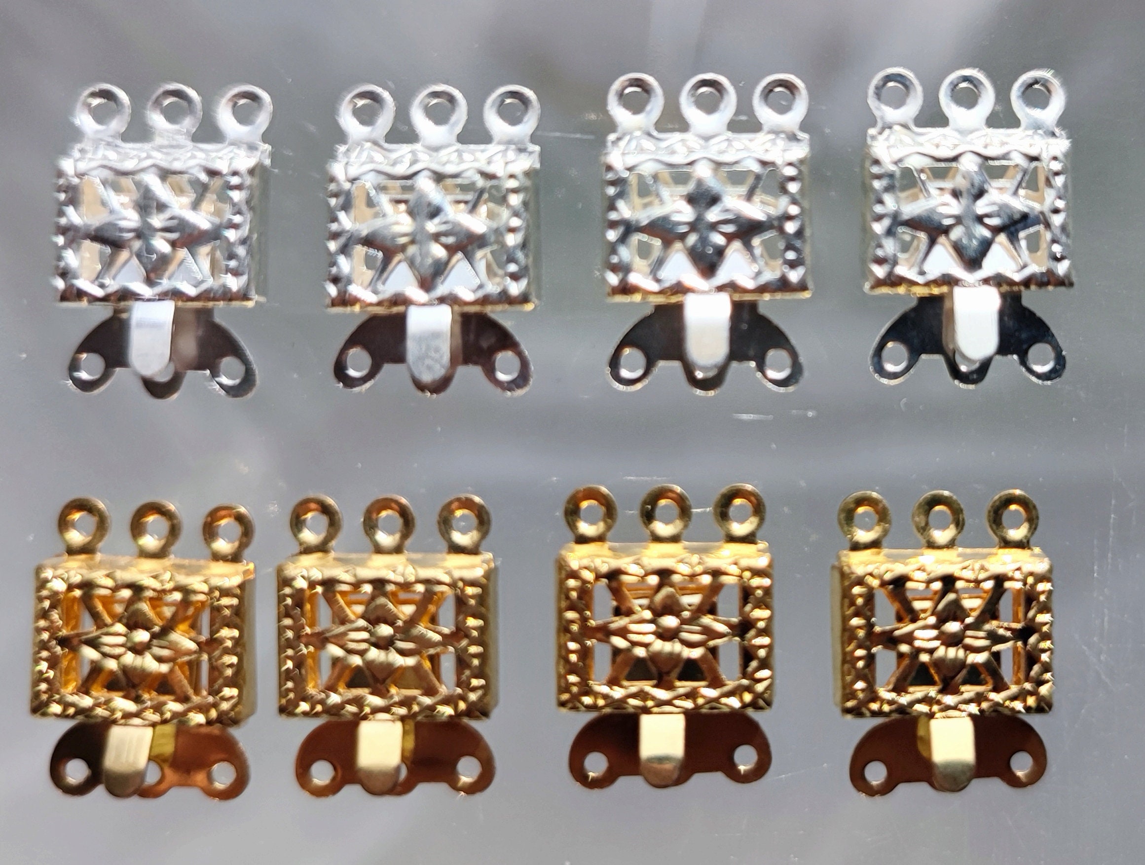 Set of 4 Multi-row Oval-shaped Clasps in Gold or Silver Vintage Style ...
