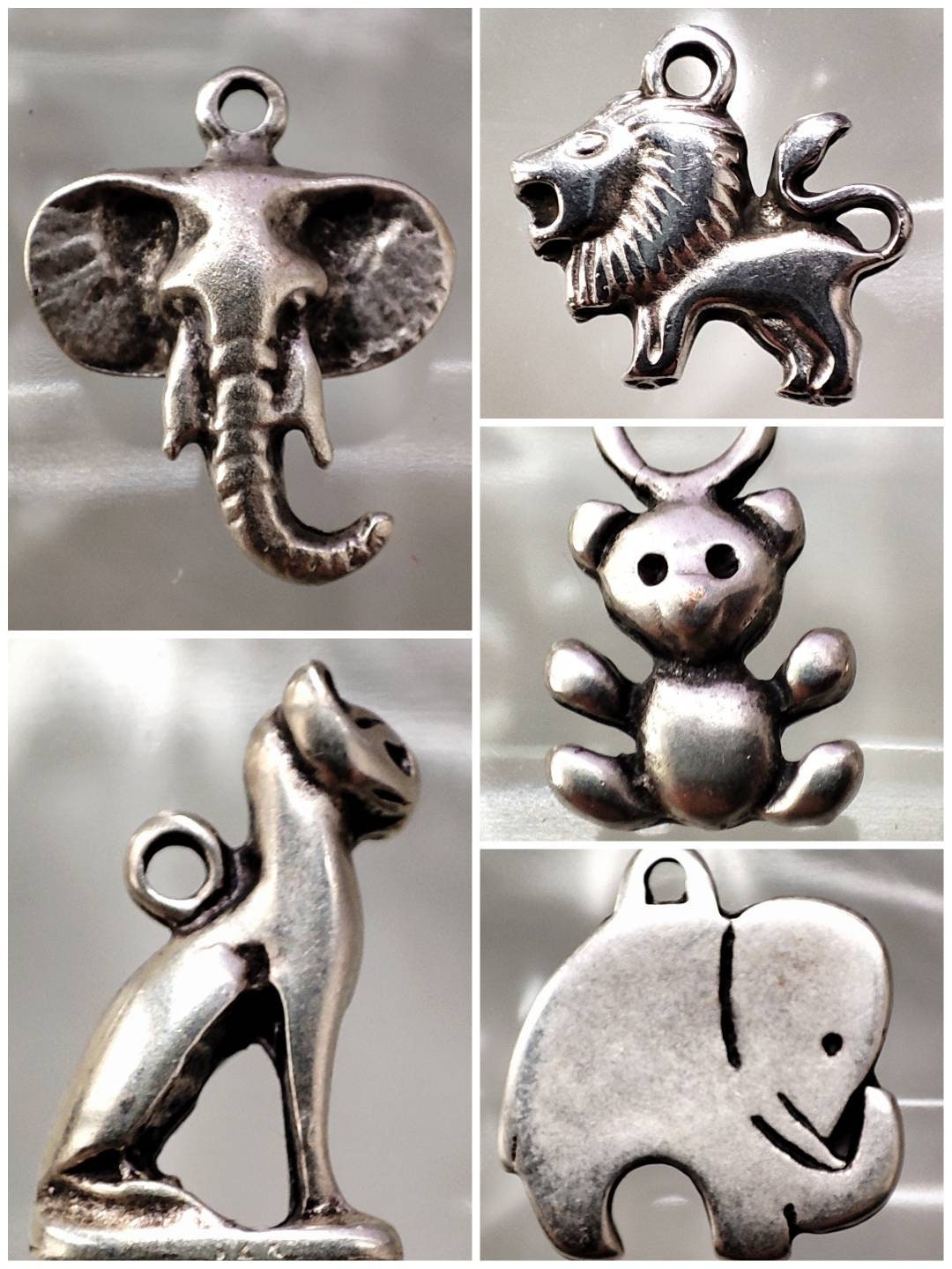 Silver Animal Pendants: Ladybug, Elephant Head, Elephant, Rhinestone ...