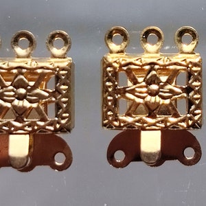 Set of 4 Multi-row Oval-shaped Clasps in Gold or Silver Vintage Style ...
