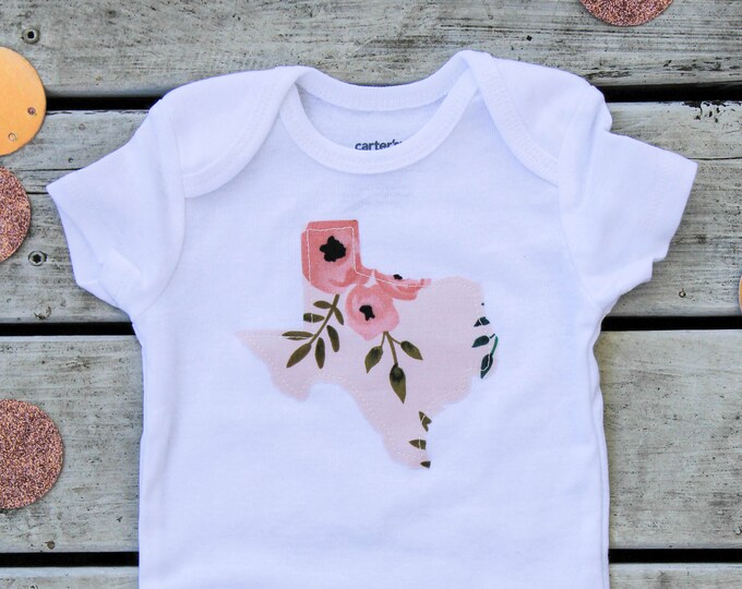 Texas Onesie® Baby Shower Gift - Texas Baby Girl - Floral Texas Onesie ...