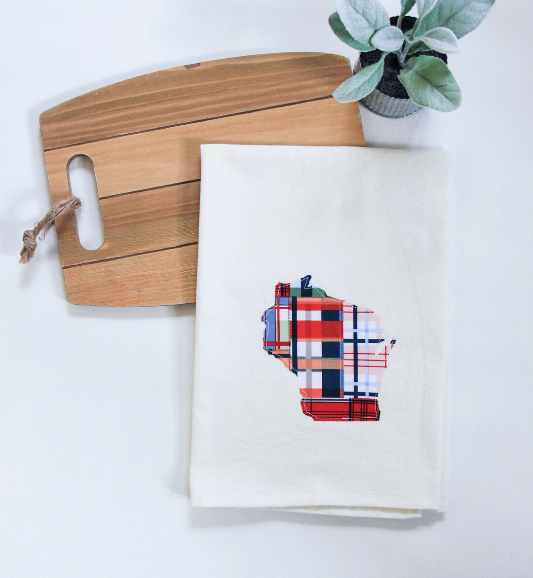 Wisconsin Tea Towel - Decorative Wisconsin Kitchen Towel - Handmade and ...