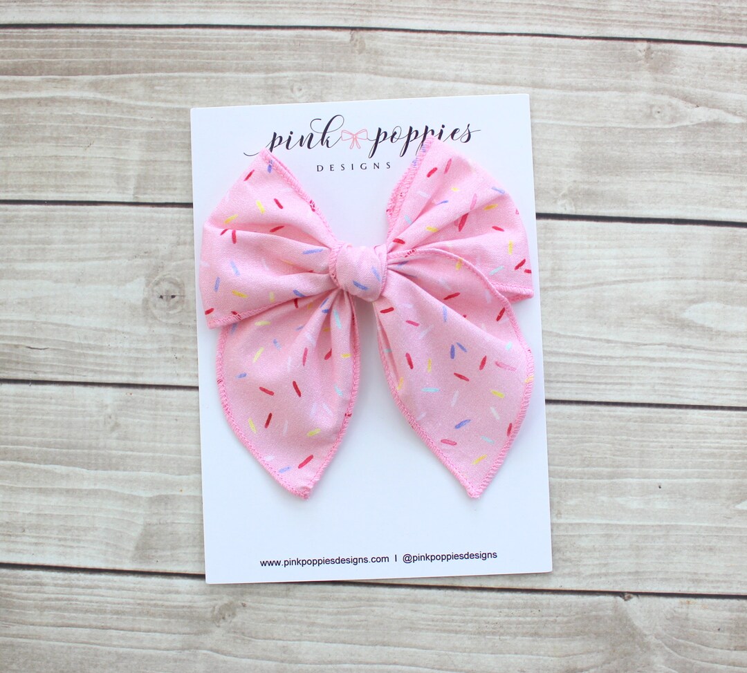 Pink Sprinkle Birthday Hair Bow, Sprinkle Hair Clip, Confetti Bow Hair ...