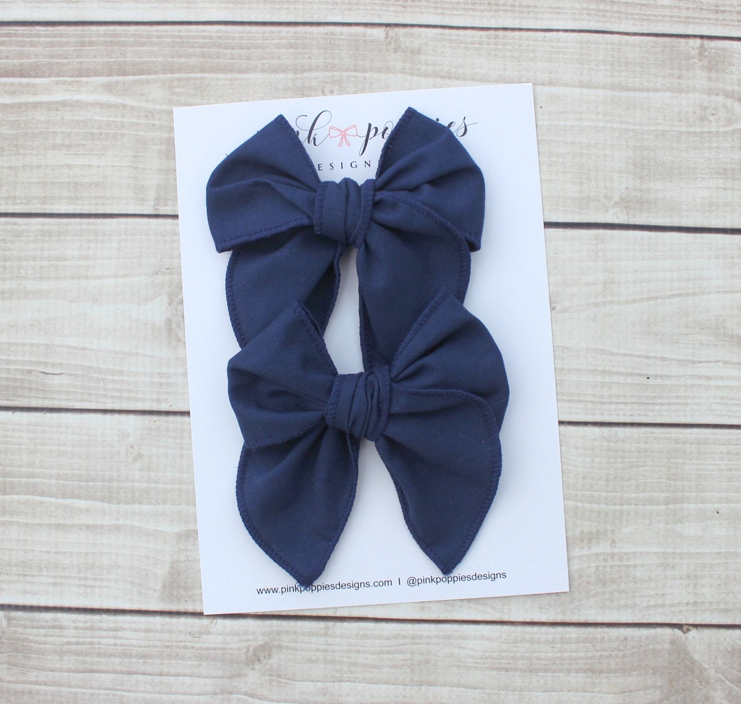 Navy Pigtail Bows, Navy Blue Hair Bows, Toddler Pigtail Bows, Navy Hair ...