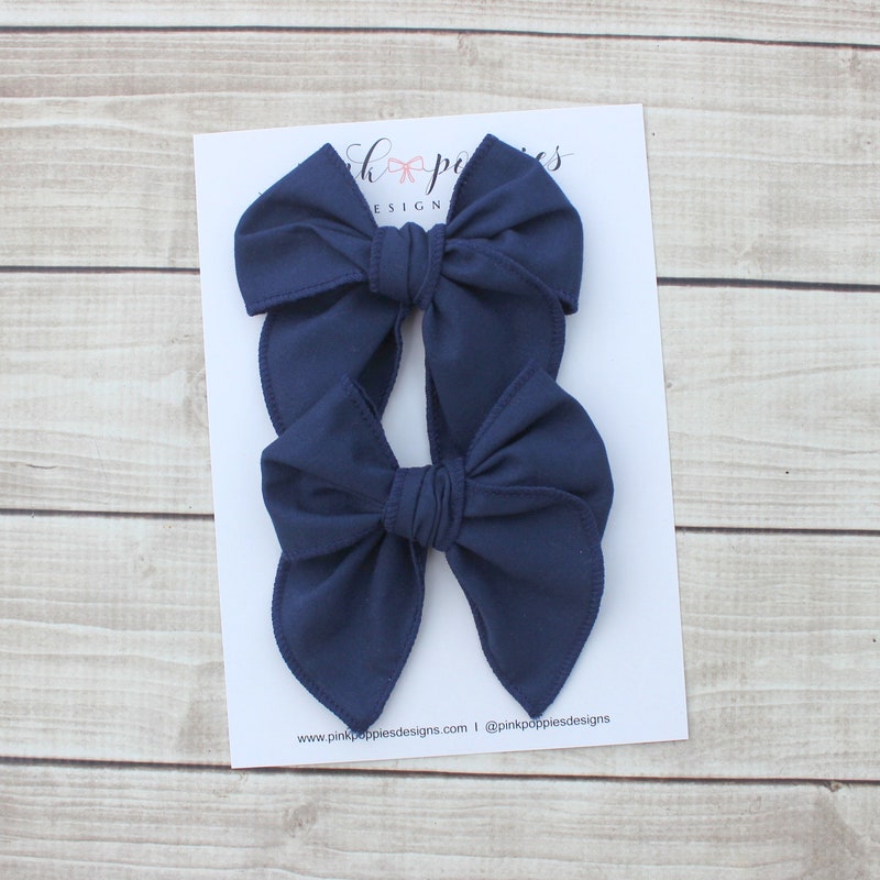 Navy Blue Hair Bow - Etsy