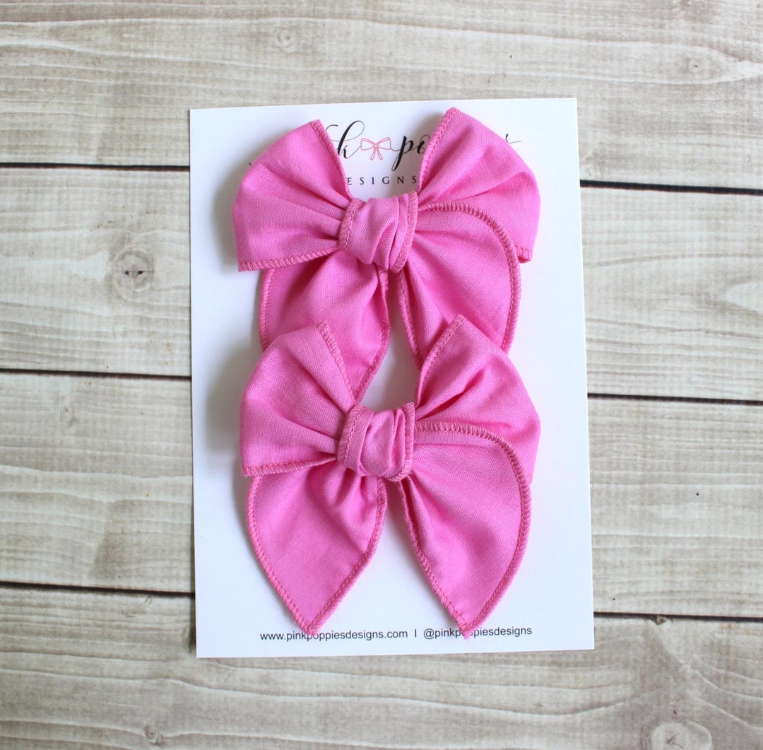Bubblegum Pink Pigtail Bows, Pink Hair Bows, Pink Piggy Bows, Toddler ...