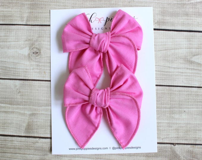Bubblegum Pink Pigtail Bows, Pink Hair Bows, Pink Piggy Bows, Toddler ...