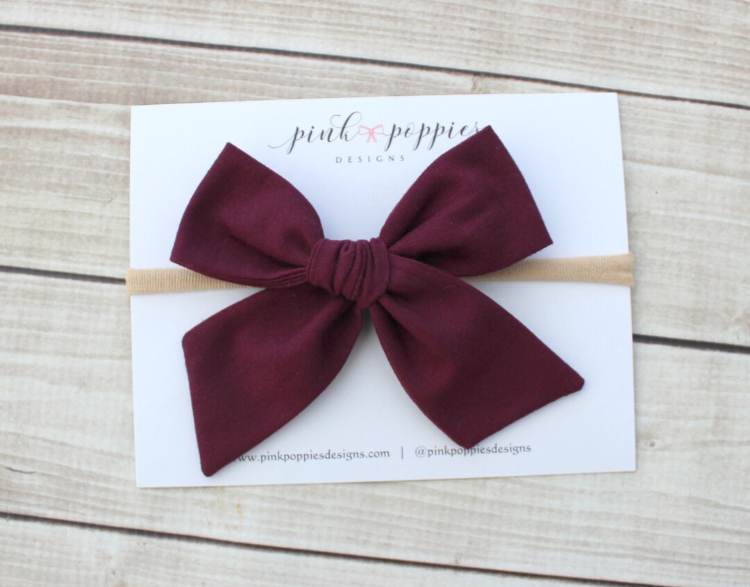 Maroon Cotton Hair Bow, Maroon Headband, Maroon Hair Clip, Maroon Bow ...