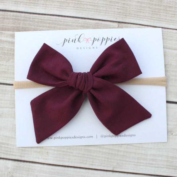 Maroon Hair Bow - Etsy