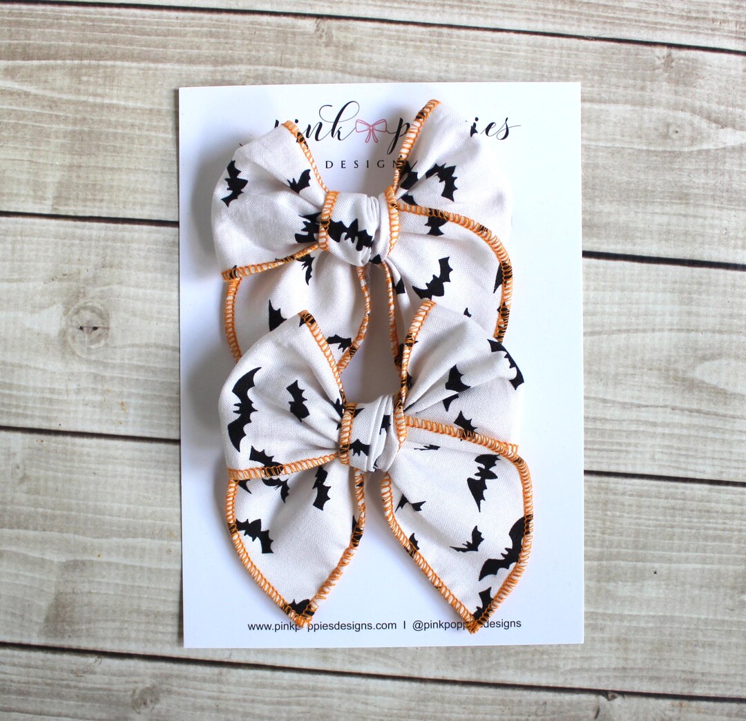 Halloween Bats Pigtail Bows, Bat Hair Bows, Halloween Piggy Bows ...