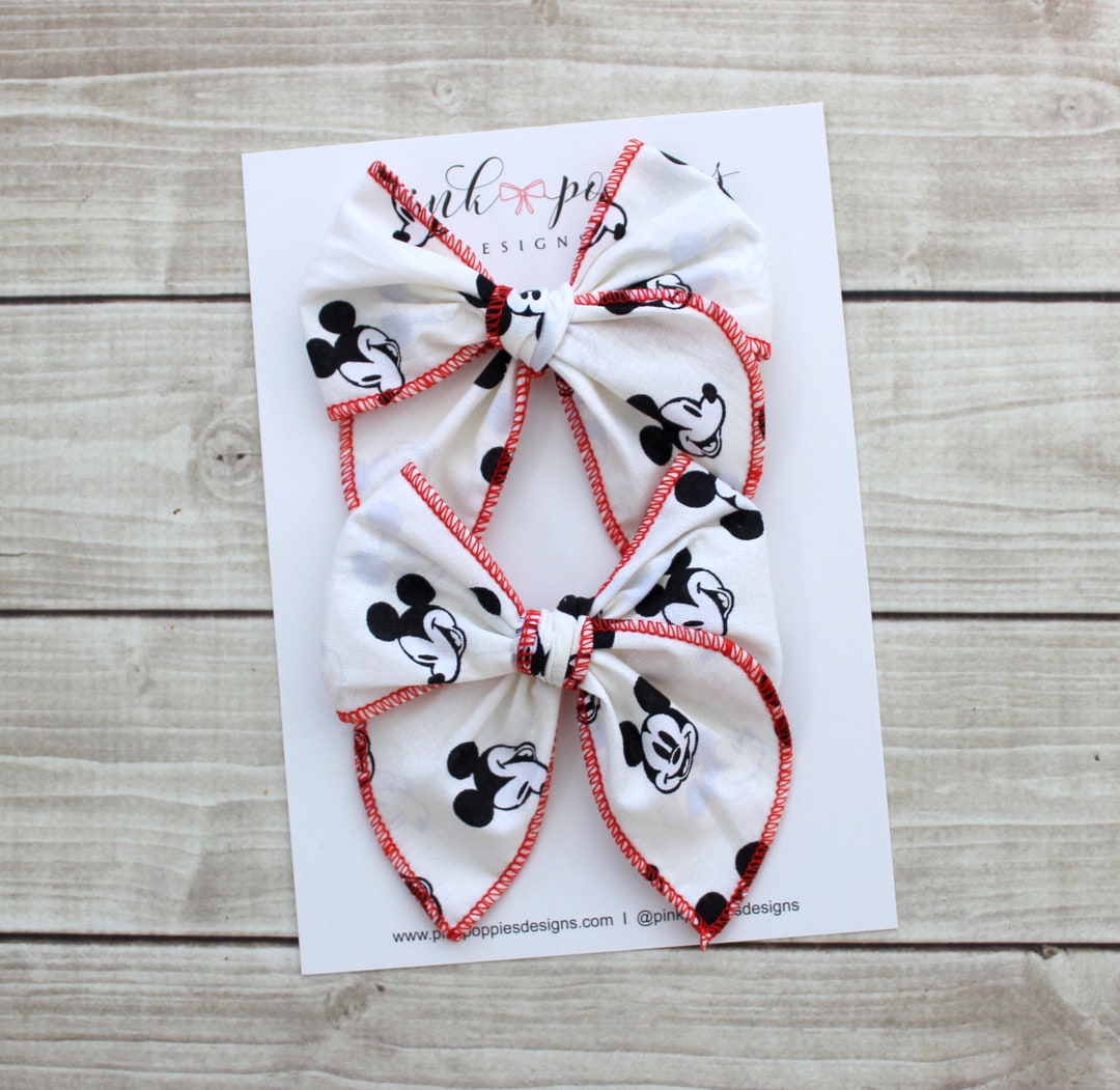Mickey Mouse Pigtail Bows, Disney Hair Bows, Mickey Pigtail Bows ...