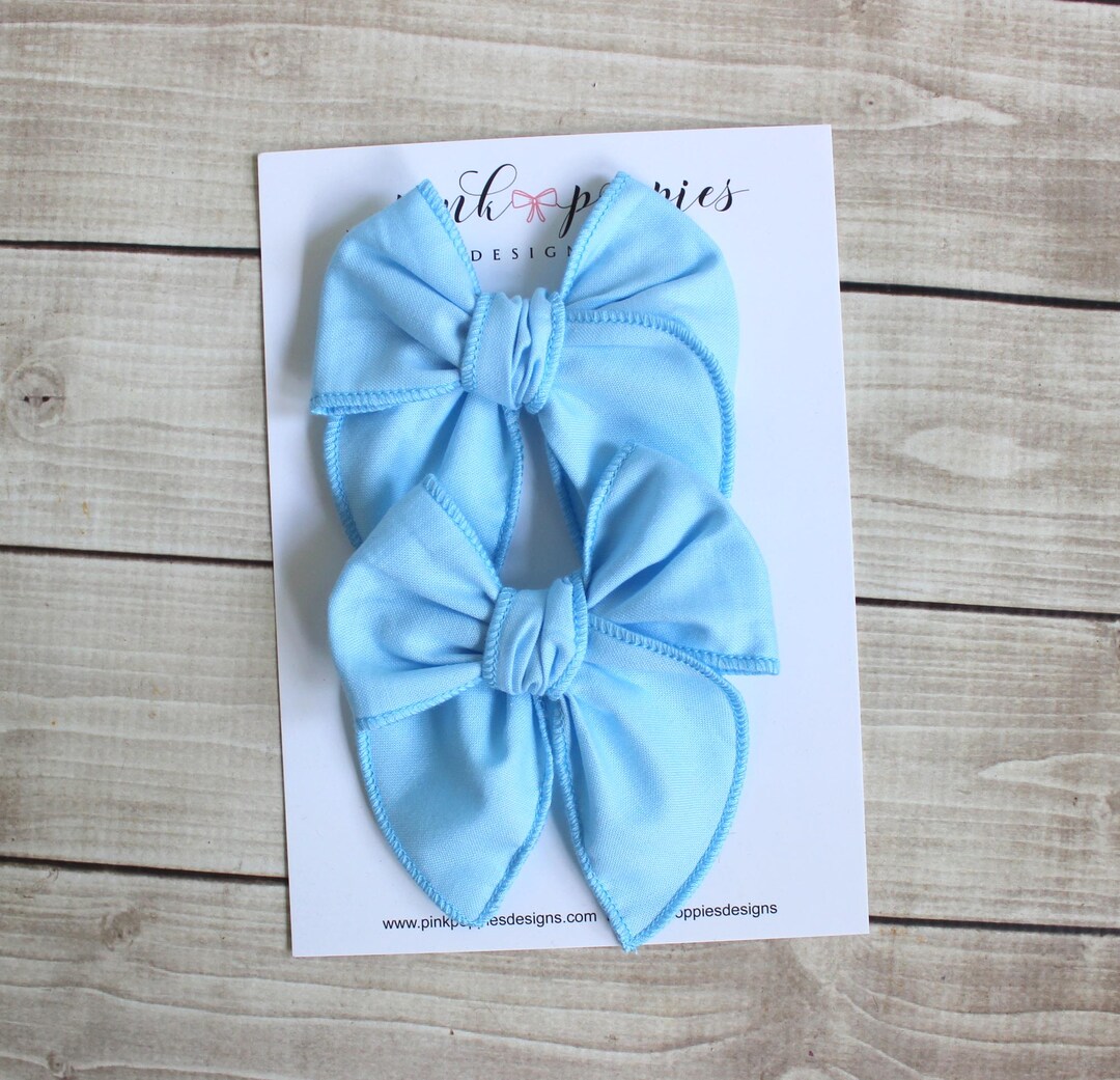 Sky Blue Pigtail Bows, Baby Blue Hair Bows, Toddler Pigtail Bows, Light ...