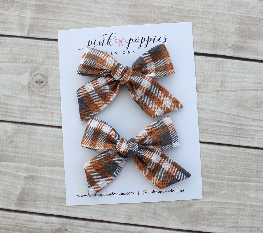 Fall Plaid Pig Tail Set, Fall Baby Bows, Plaid Pig Tail Bows, Gingham ...