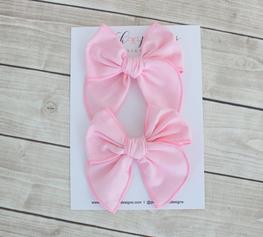 Light Pink Pigtail Bows, Pink Hair Bows, Toddler Pigtail Bows, Pink ...