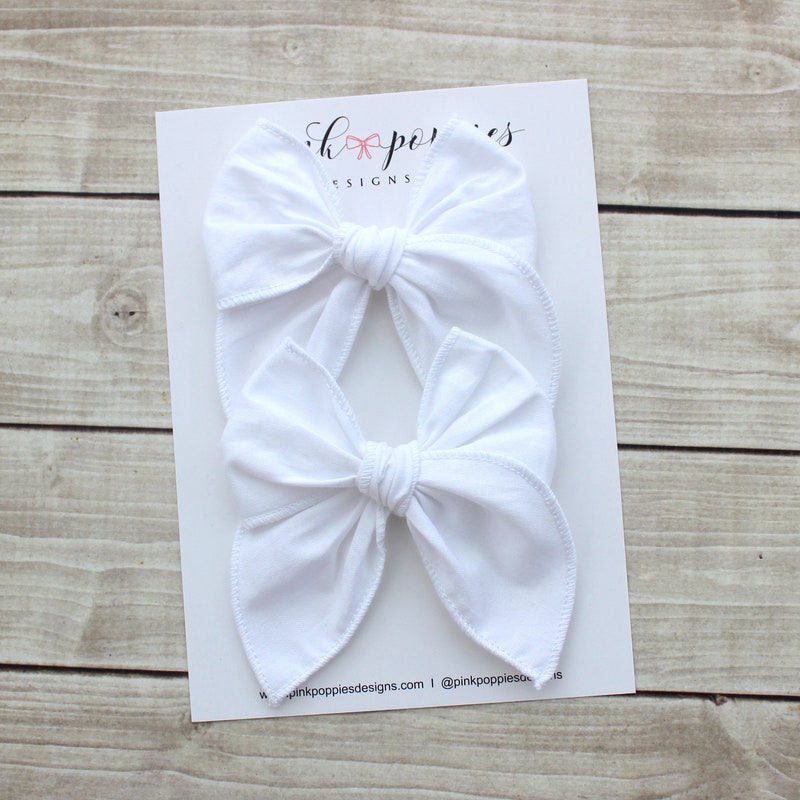 White Hair Bows - Etsy