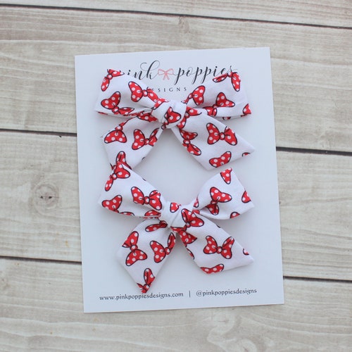 Minnie Mouse Pigtail Bows Disney Hair Bows Cotton Pigtail - Etsy