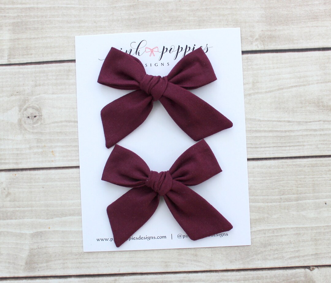 Maroon Pig Tail Set, Maroon Baby Bows, Maroon Pig Tail Bows, Cotton ...