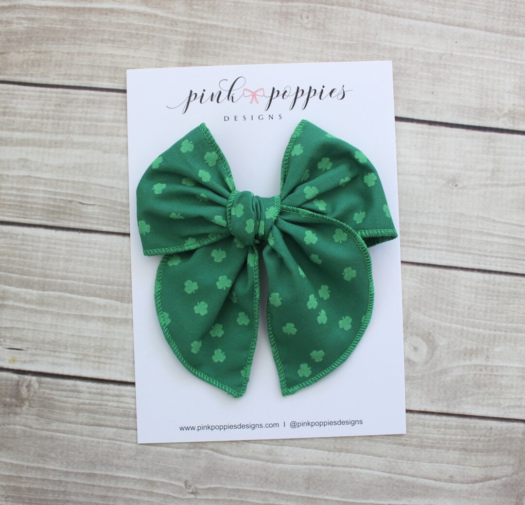 St Patrick's Hair Bow, Clover Hair Bow, Shamrock Hair Clip, St Patty's ...