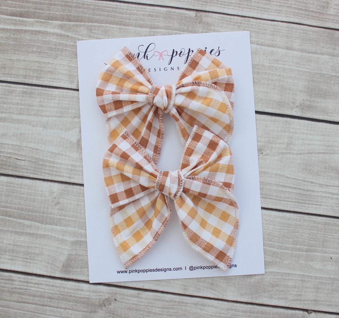 Fall Plaid Pigtail Bows Fall Hair Bows Cotton Pigtail Bows - Etsy