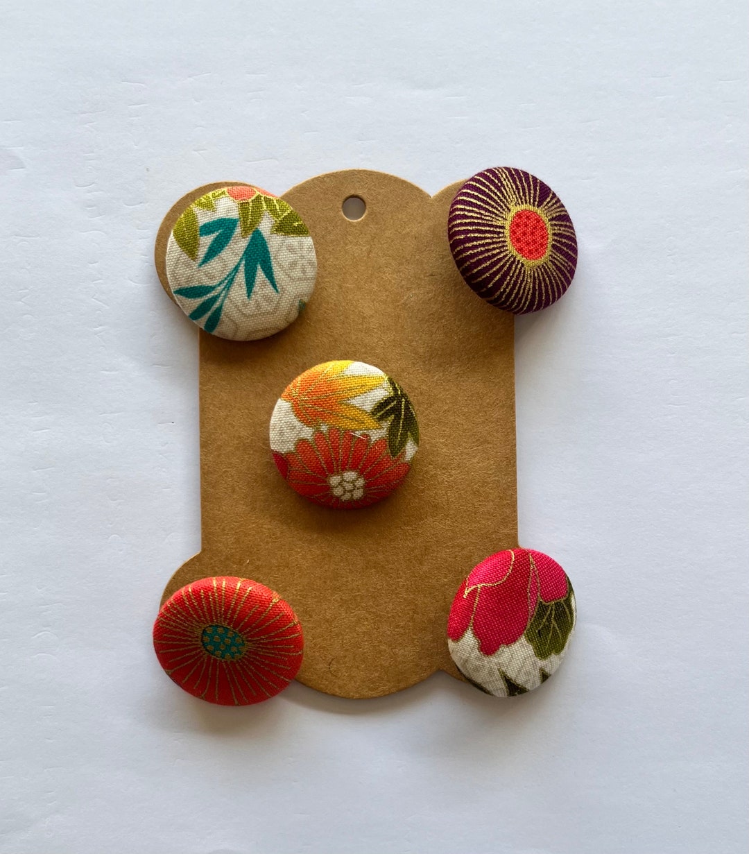 Vintage Japanese Fabric Covered Buttons/ Japanese Floral Fabric Buttons ...
