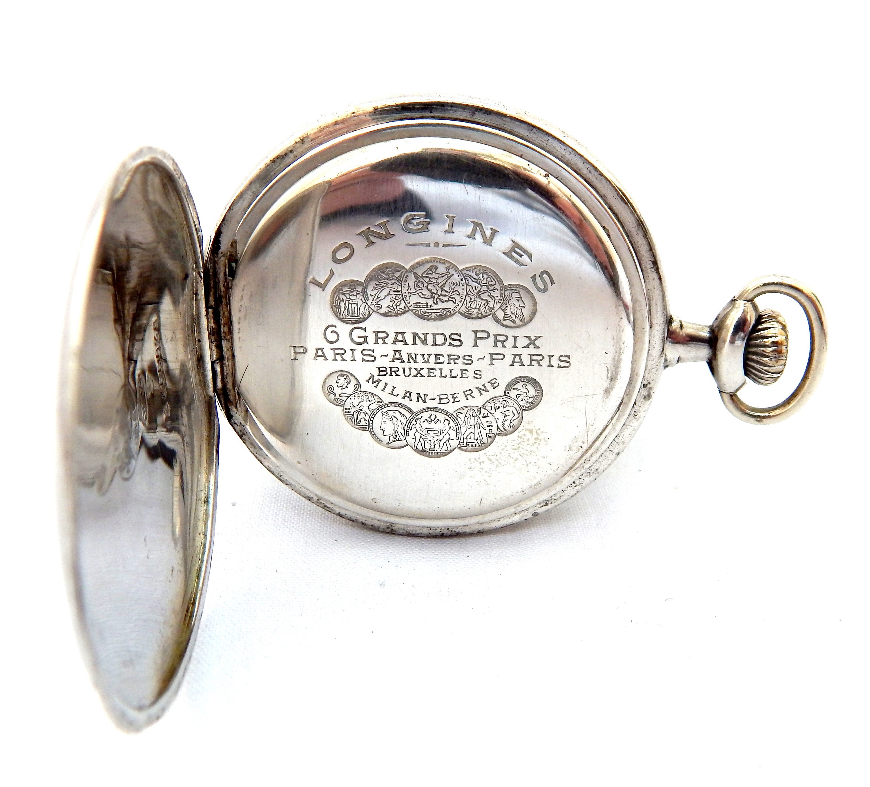Antique LONGINES, Pocket Watch, Pocket Hunter, Hand Winding, Dial ...