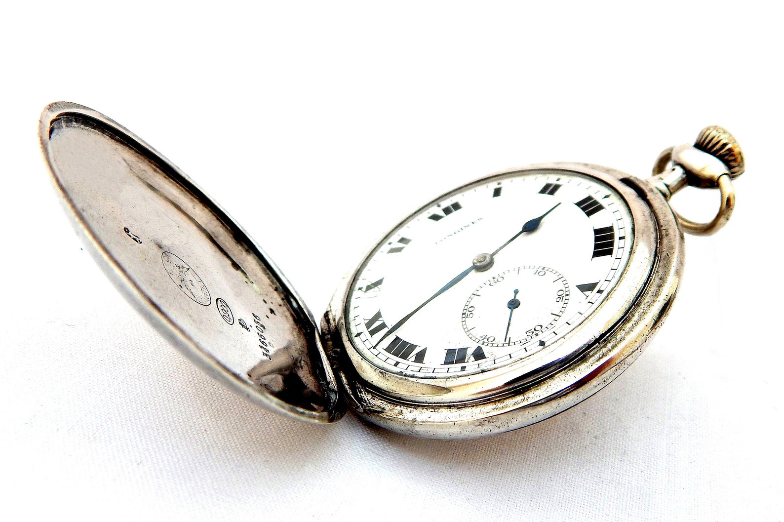 Antique LONGINES, Pocket Watch, Pocket Hunter, Hand Winding, Dial ...