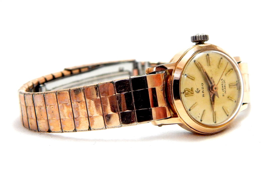 Vintage Watch, Watch RADO, Watch Bracelet, Watch Art Deco, Case Gold ...