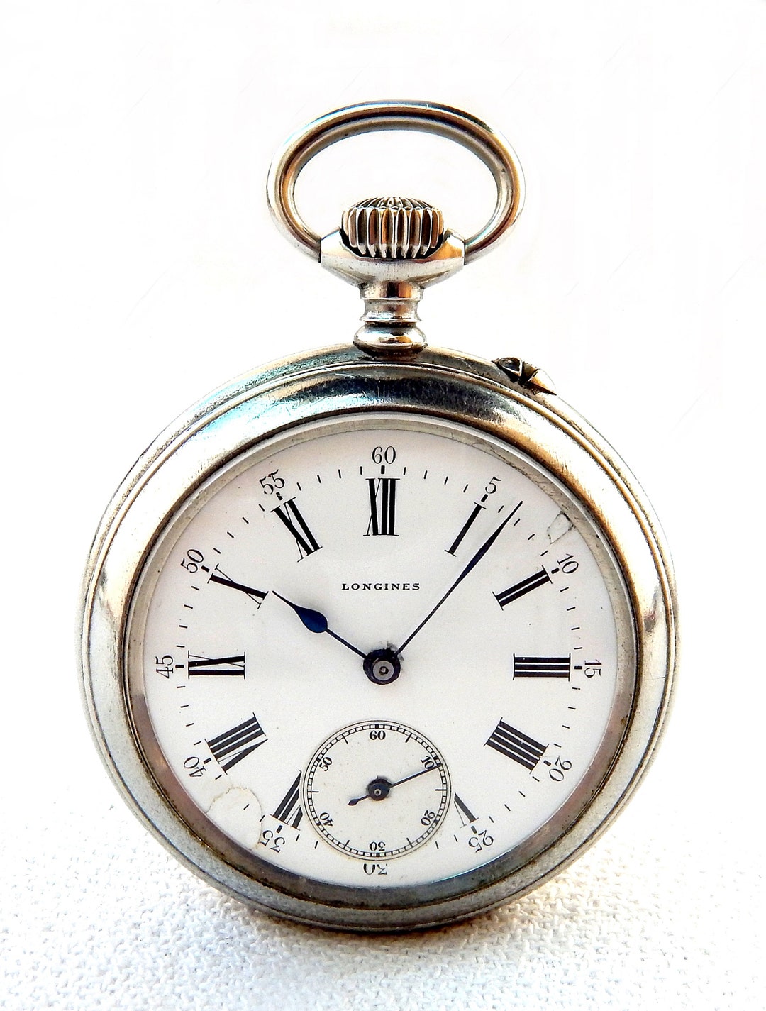 Vintage Watch, Pocket LONGINES, Open Face, Circa 1910, Dial Porcelain ...